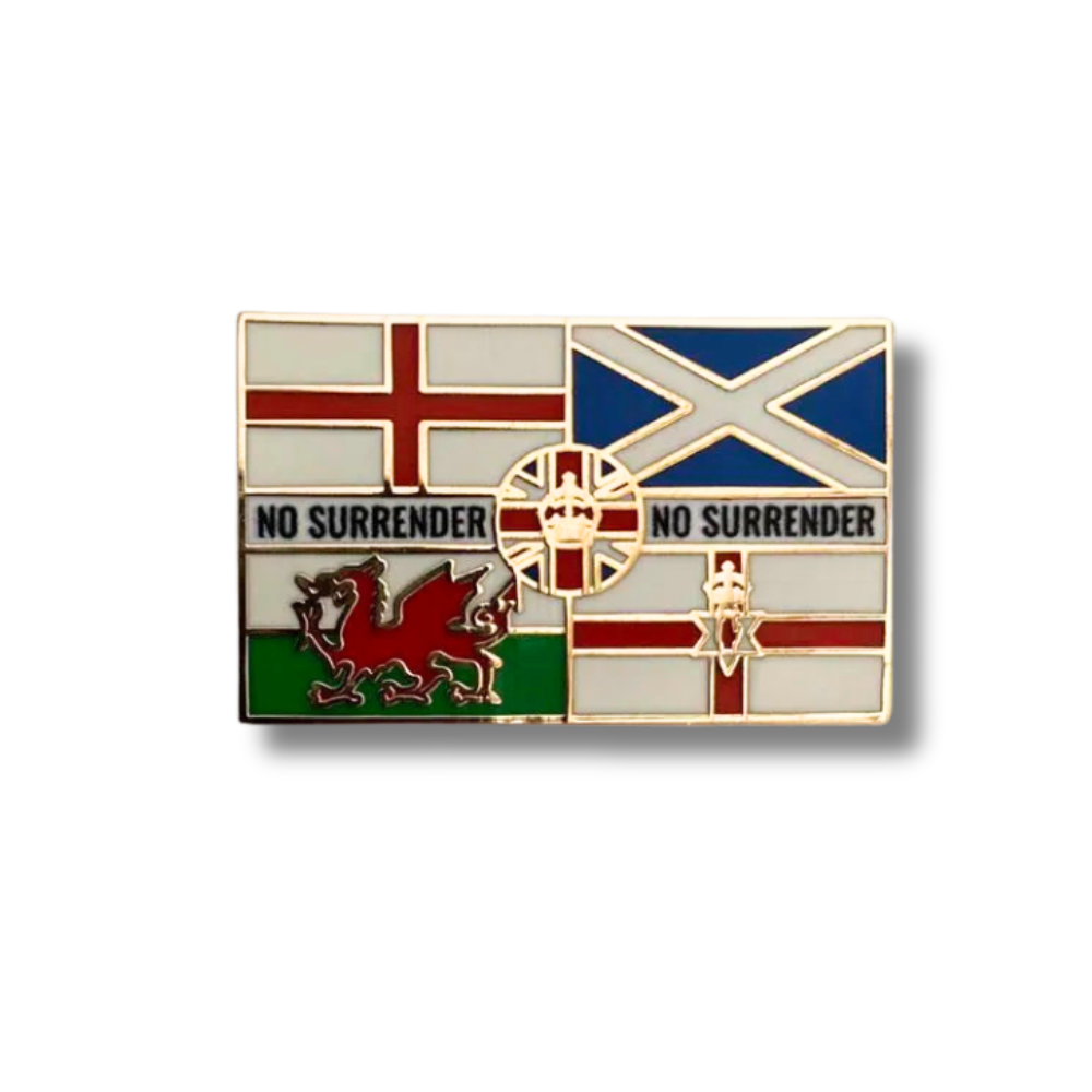 United Kingdom No Surrender Five-Flag Pin - Union, England, Scotland ...